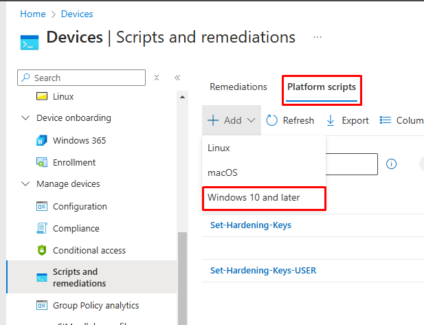 Intune - Setting Registry Keys with Startup Scripts